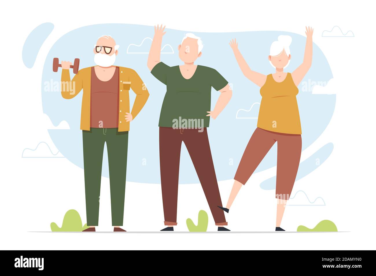 Old people workout happy Stock Vector Images - Alamy