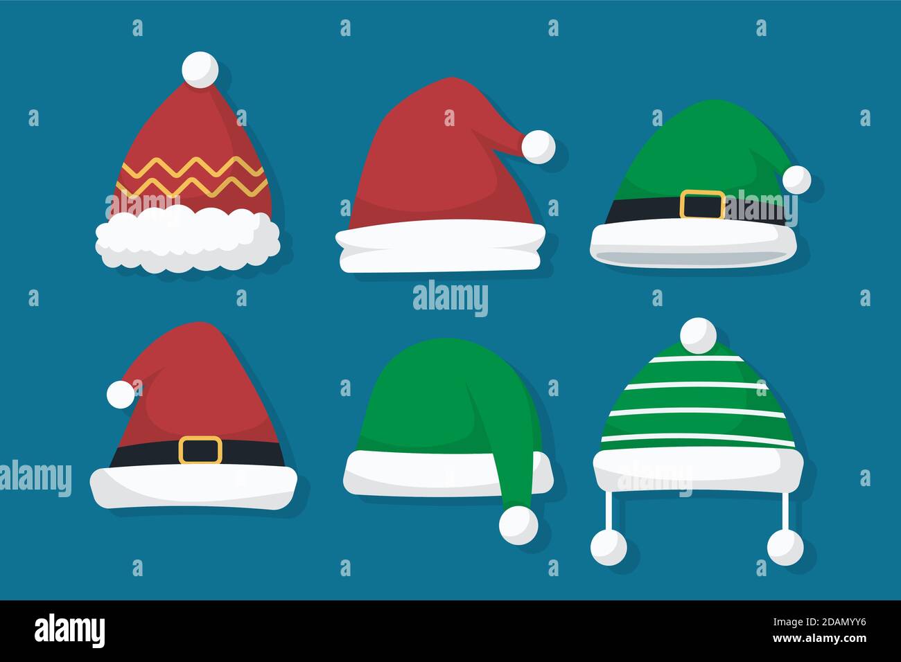 Flat santa's hat set illustration Vector Stock Vector Image & Art - Alamy