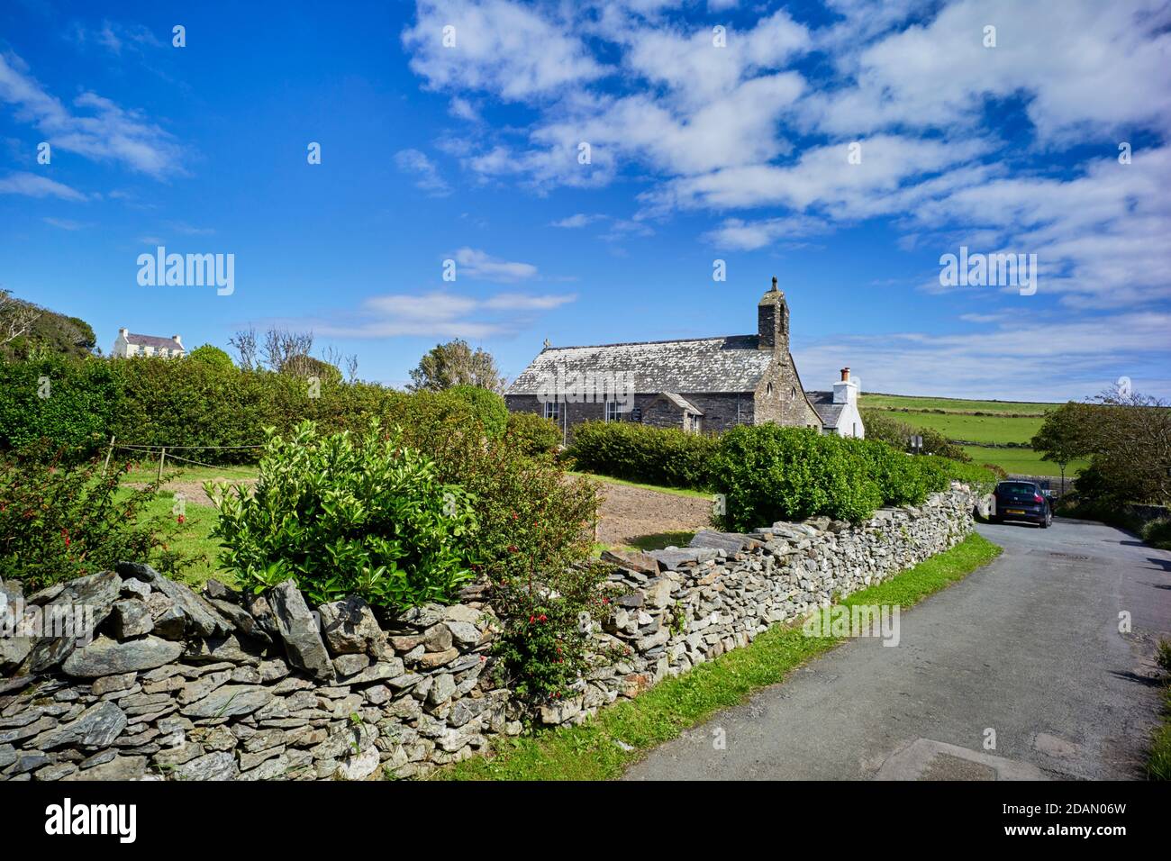 St Peter’s church and the Cregneash living museum, Isle of Man Stock ...