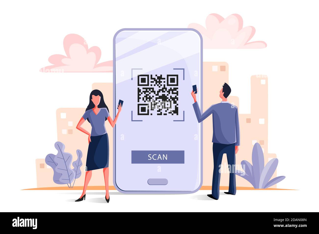 Qr Code Scanning Concept Free Vector Stock Vector Image And Art Alamy