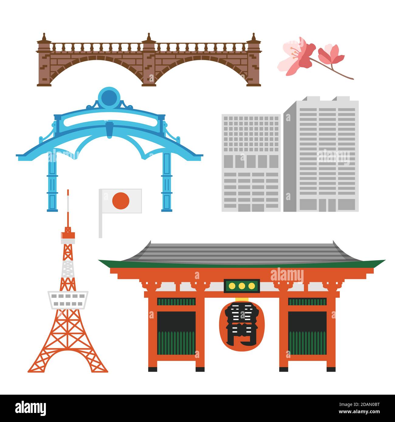 Collection of tokyo sightseeing spots Vector illustration Stock Vector ...
