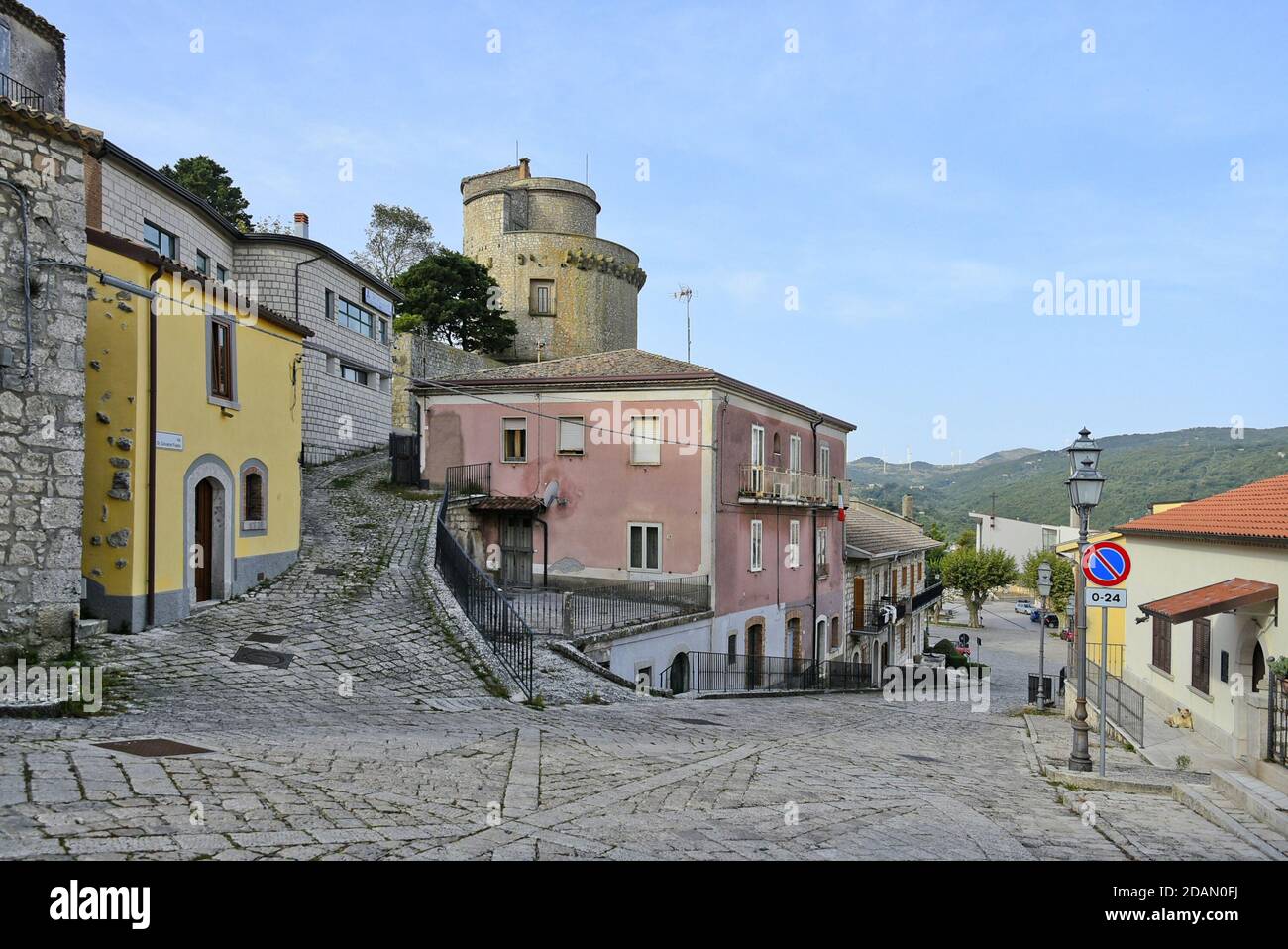 A narrow street among the old houses of Pontelandolfo, a medieval ...