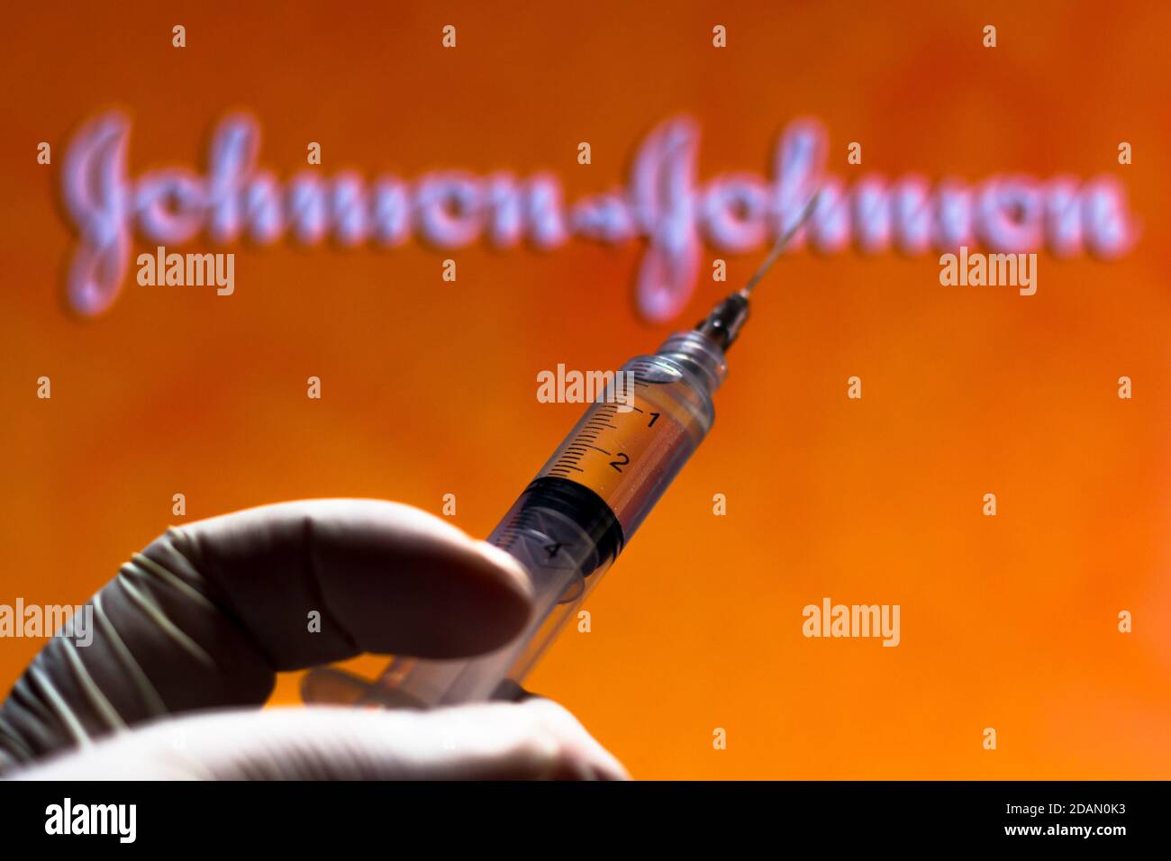 Brazil. 13th Nov, 2020. In this photo illustration a medical syringe is ...