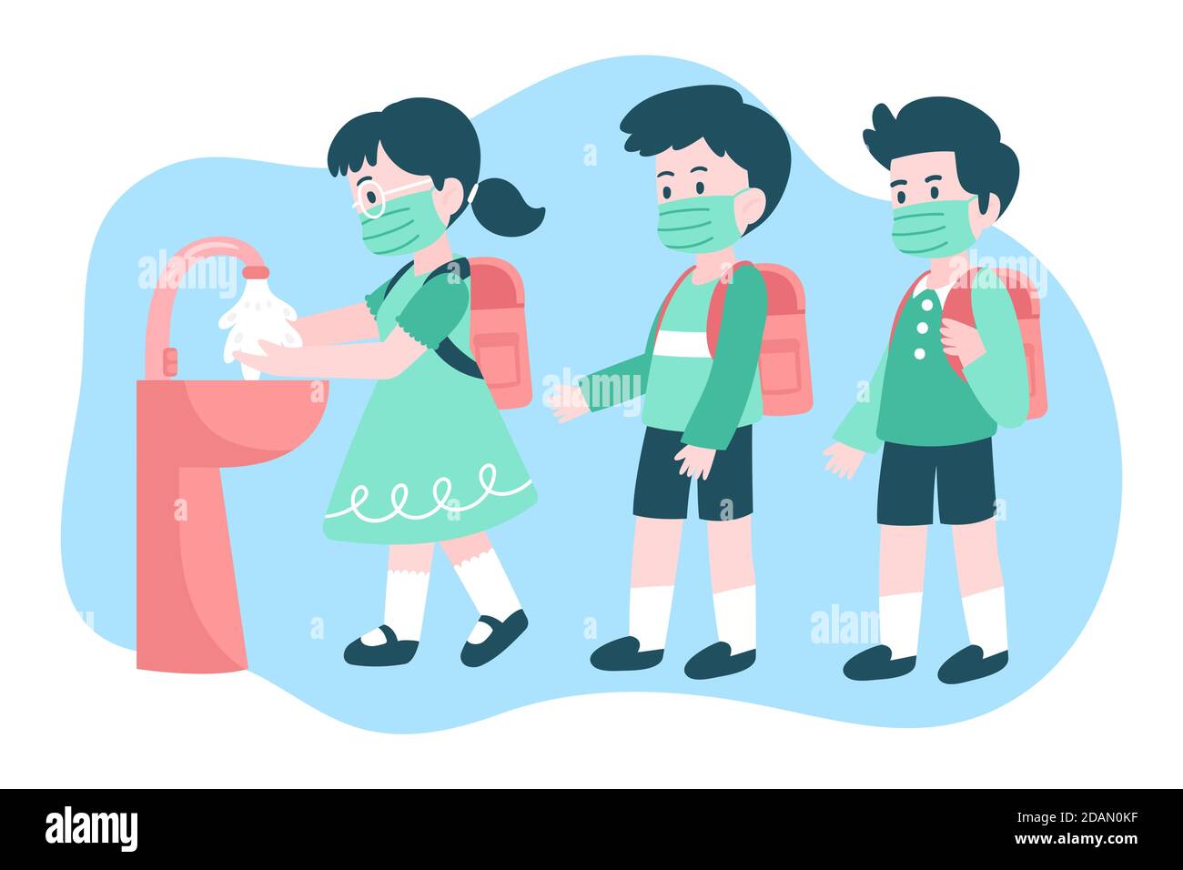 Hand washing school kids mask hi-res stock photography and images - Alamy