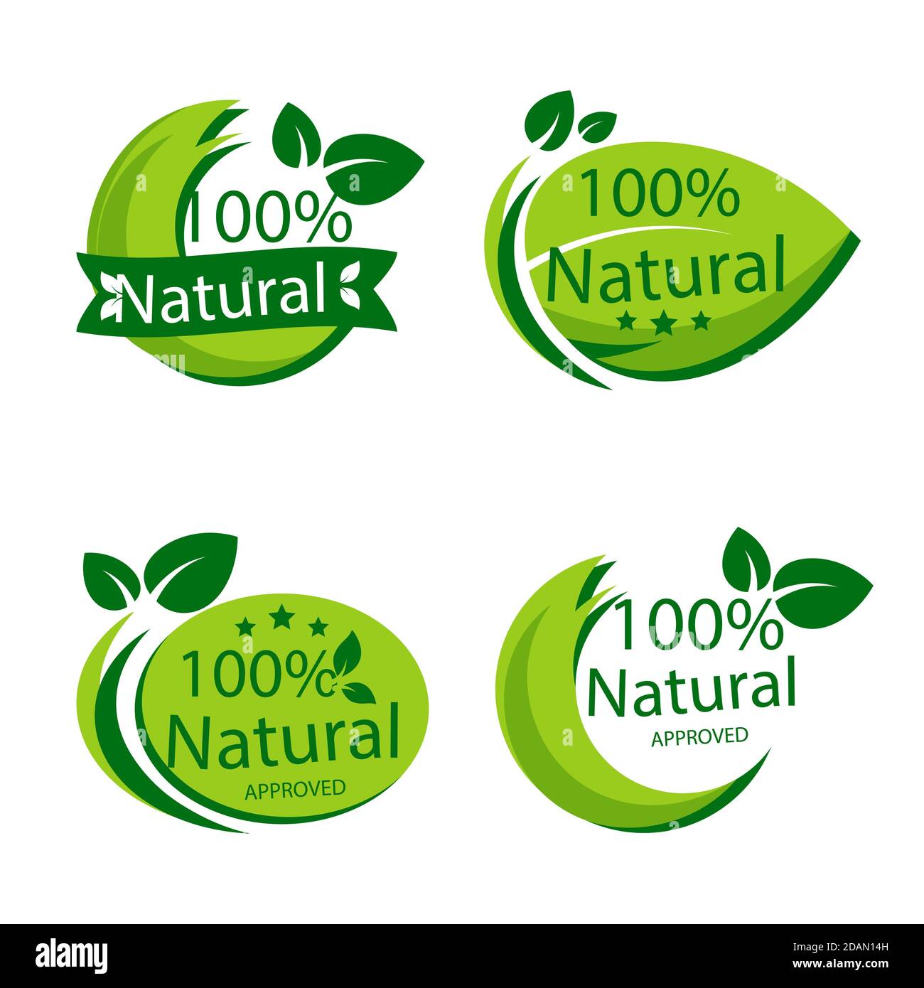 One hundred percent natural badge set illustration Vector Stock Vector ...