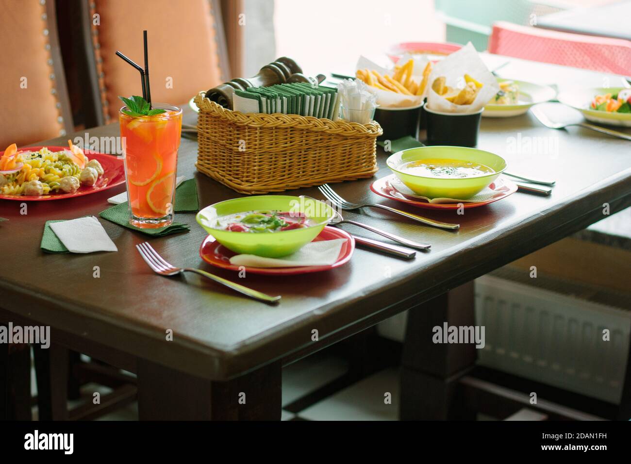 Table in a restaurant served for eating, great image for your needs ...