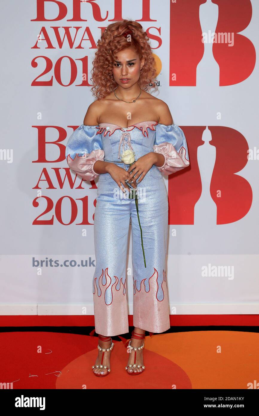 Raye attends The BRIT Awards 2018 held at The O2 Arena on February 21 ...