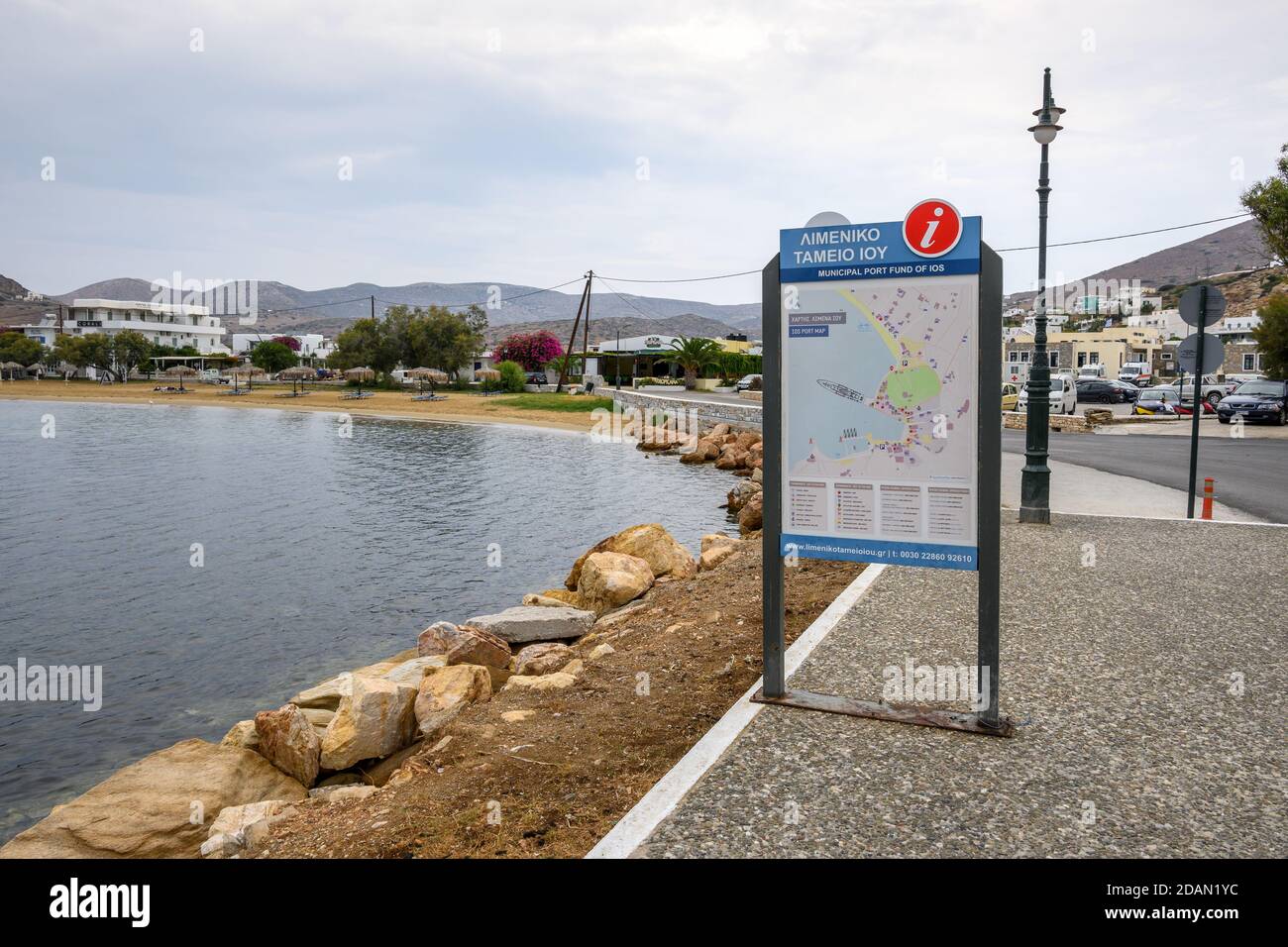 Ios, Greece - September 19, 2020: Port map of Ios Island on the coastal ...