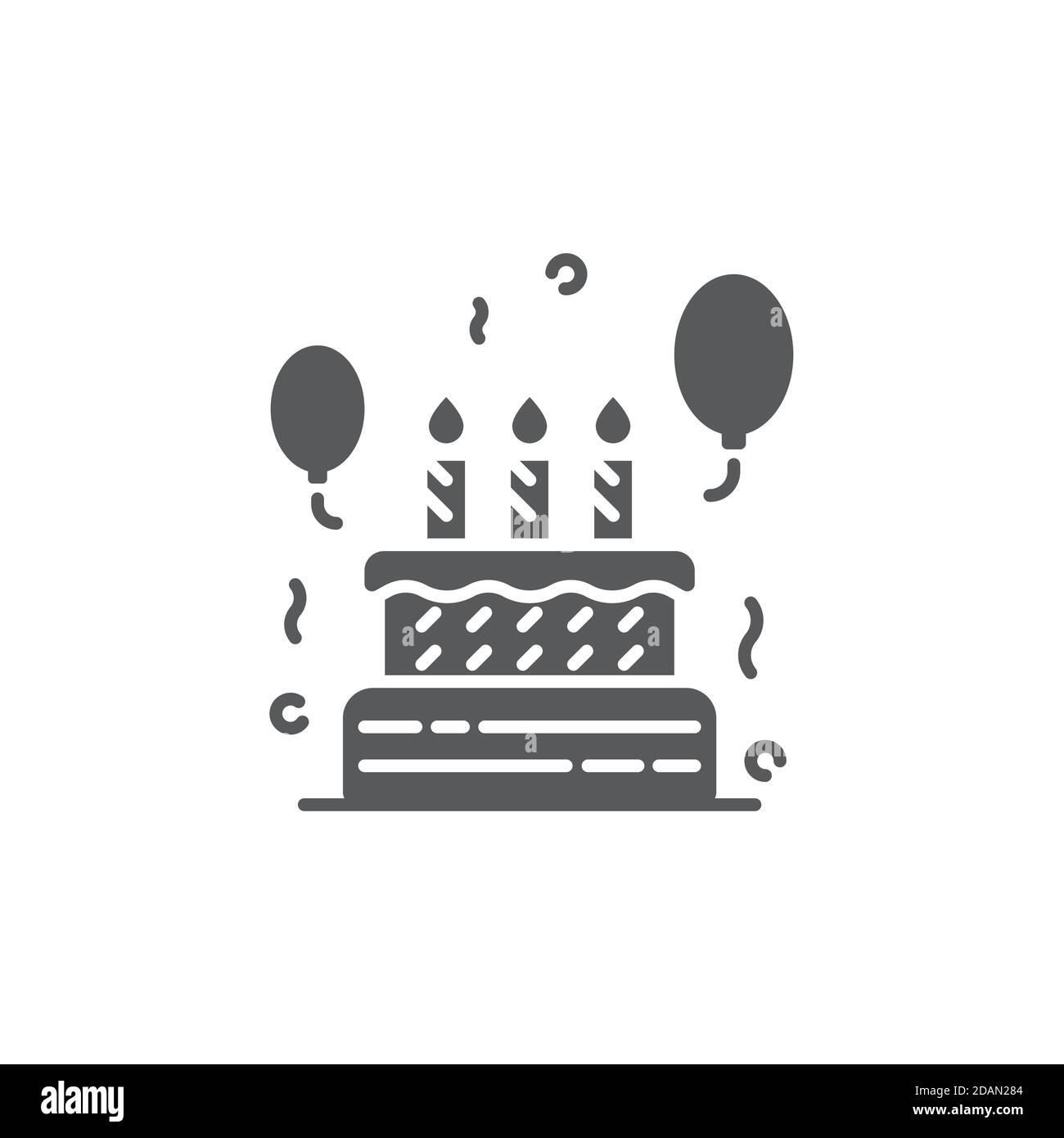 Birthday cake icon, color, line, outline vector sign, linear style ...