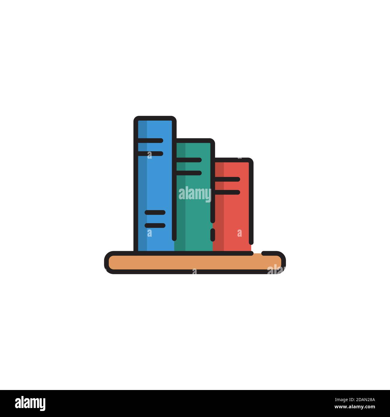Book library icon, color, line, outline vector sign, linear style ...