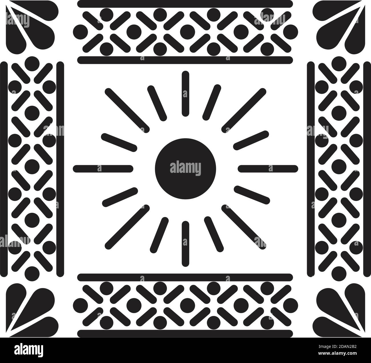 mexican sun icon in square on white background Stock Vector Image & Art ...