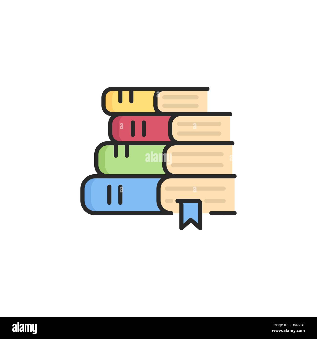Book library icon, color, line, outline vector sign, linear style ...