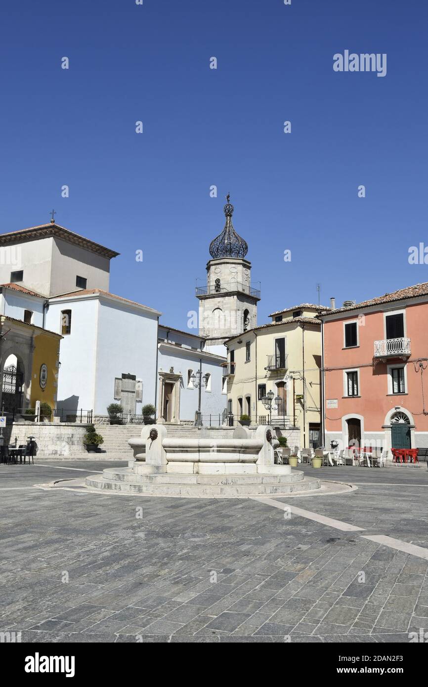The main square of Sepino, a village in the mountains of the Molise ...