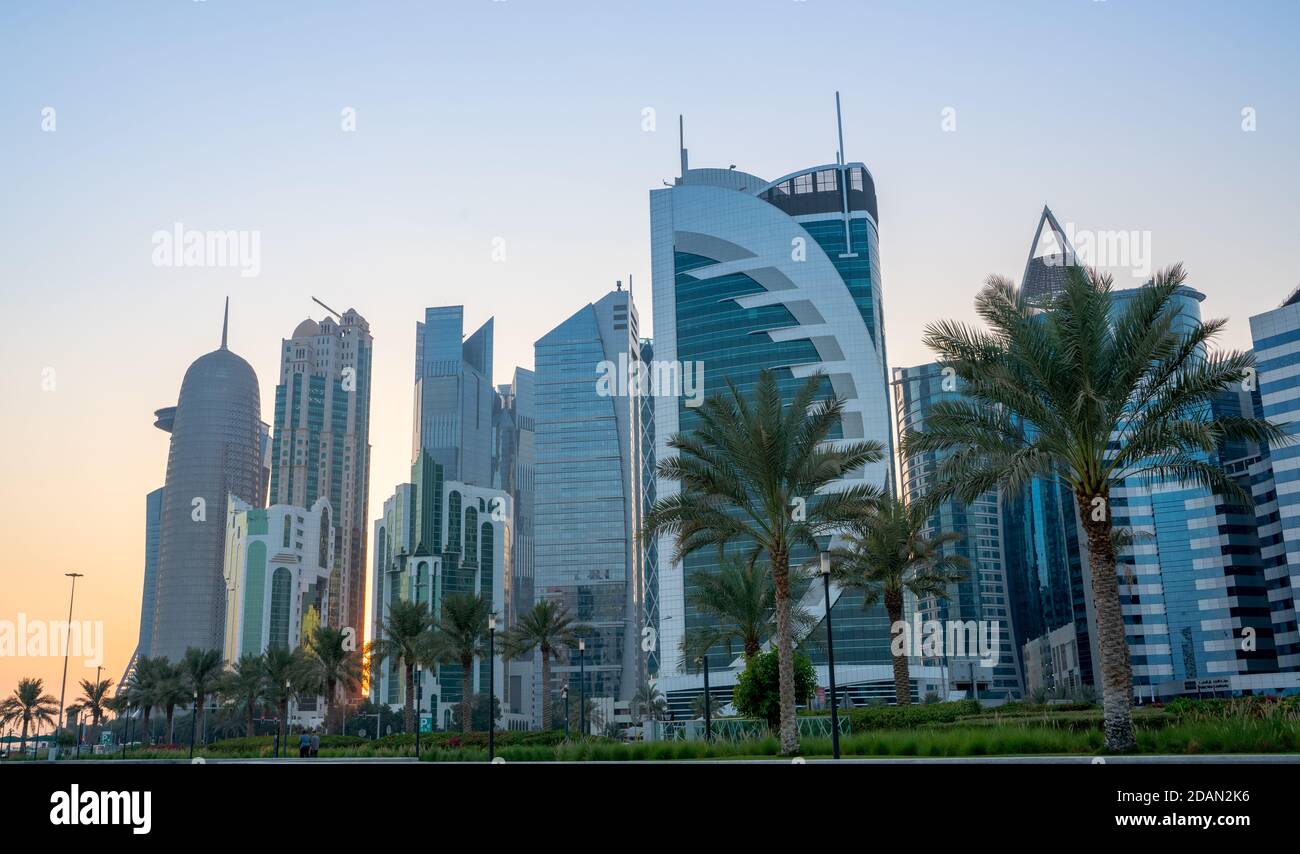Qatar cityscape in the night hi-res stock photography and images - Alamy