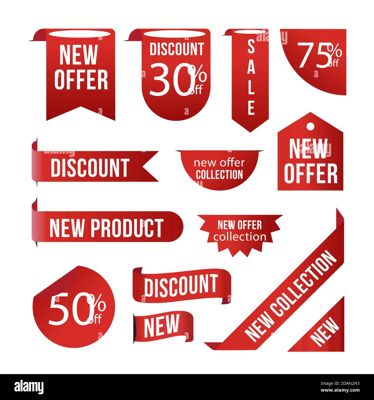 Vivid-red realistic sales label collection Vector illustration Stock ...