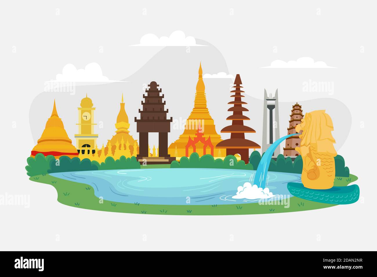 Asean buildings illustration illustration Vector Stock Vector Image ...