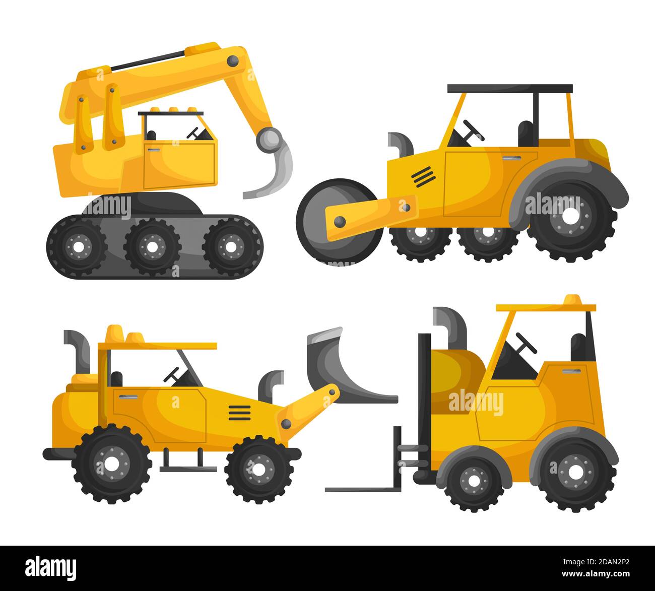 Excavator machines collection Vector illustration Stock Vector Image ...