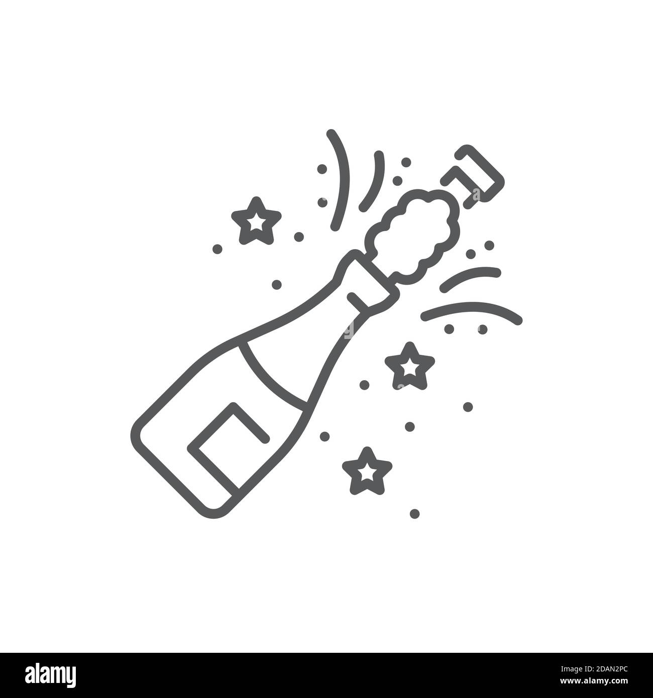 Champagne pop beverage party icon line, outline, thin, solid, color ...