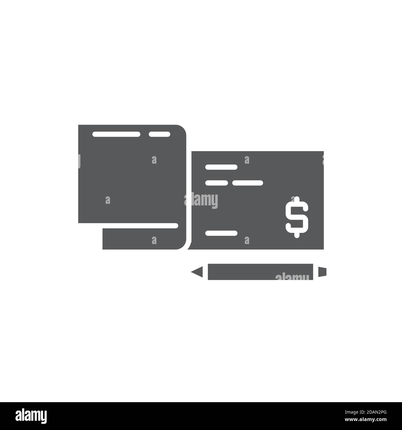 Checkbook and pen icon, color, line, outline vector sign, linear style ...