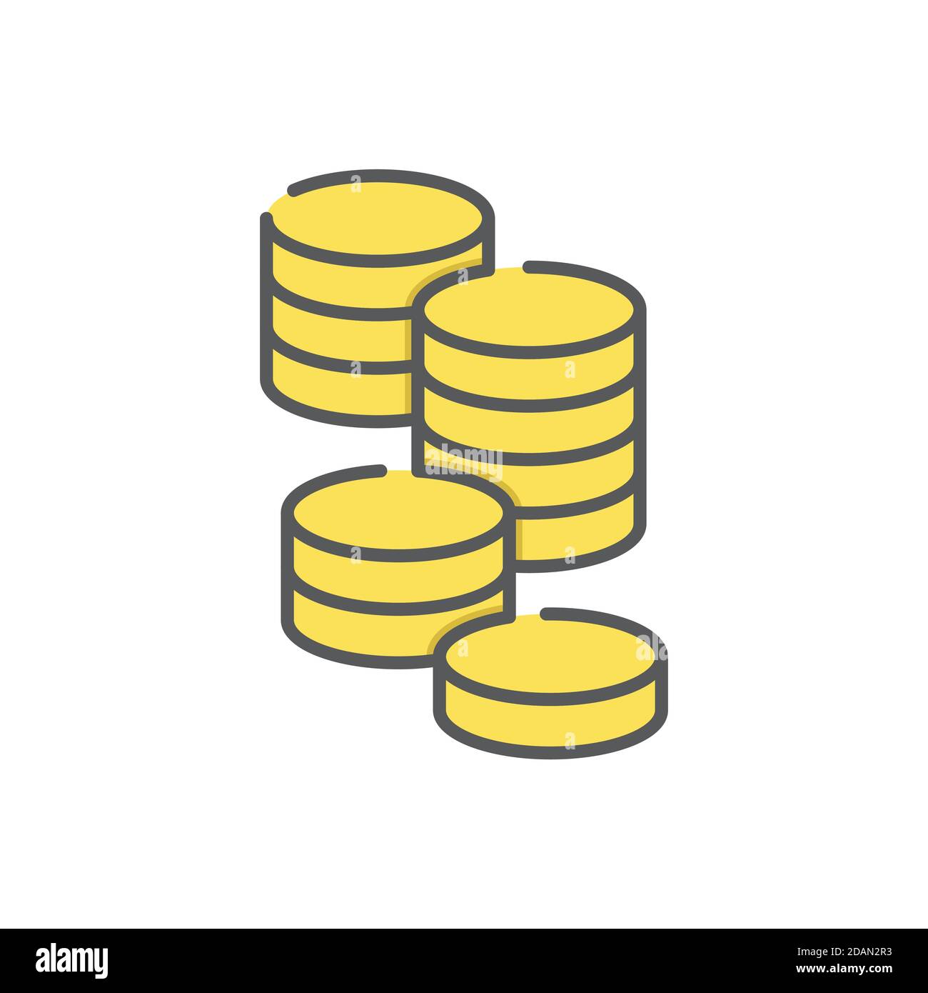 Coins icon, color, line, outline vector sign, linear style pictogram ...