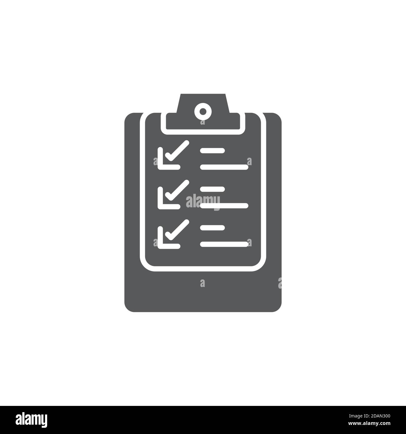 Clipboard checklist or document icon, color, line, outline vector sign ...