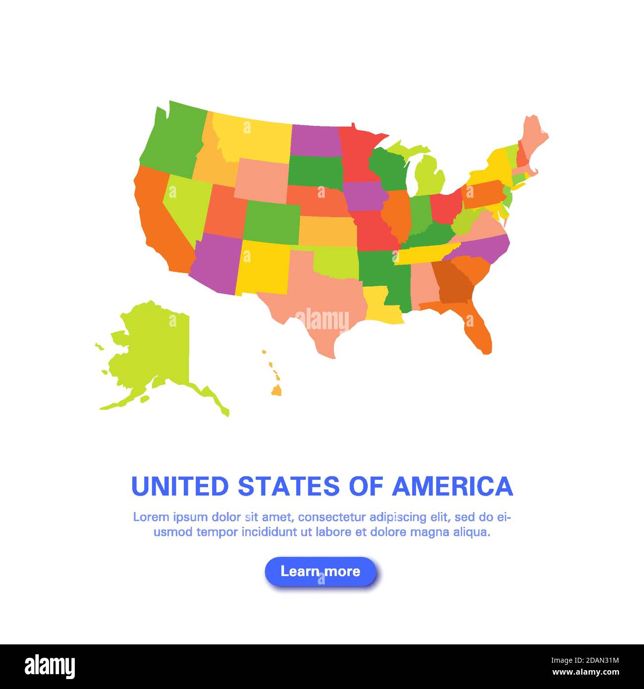 United States of America on a white background. Color template for ...