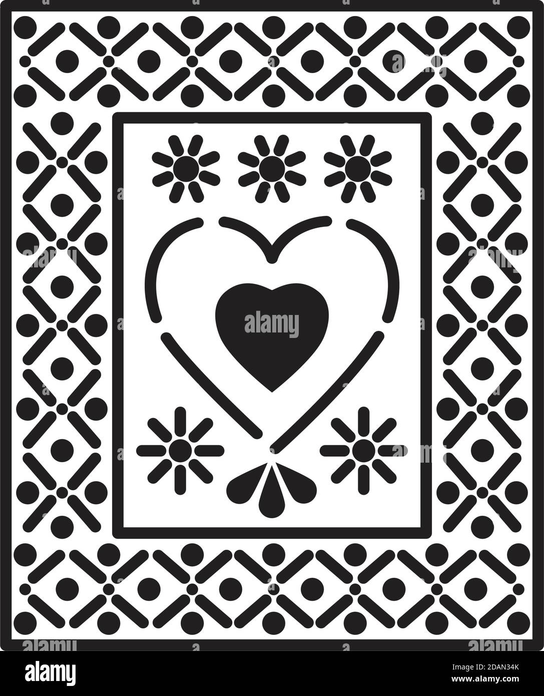 mexican heart icon with small suns Stock Vector Image & Art - Alamy