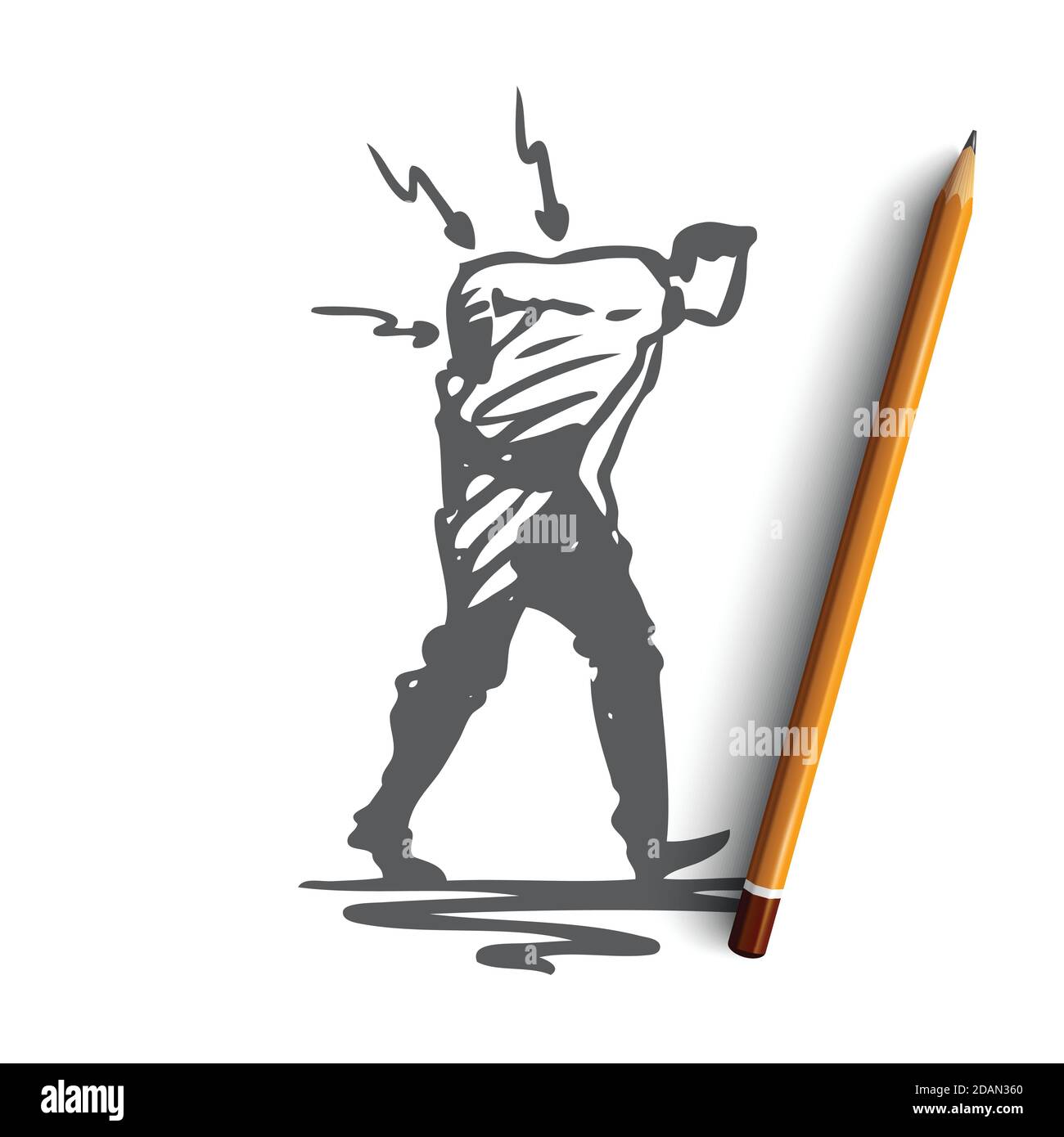 Posture, bad, spine, pain, back, problem concept. Hand drawn isolated ...