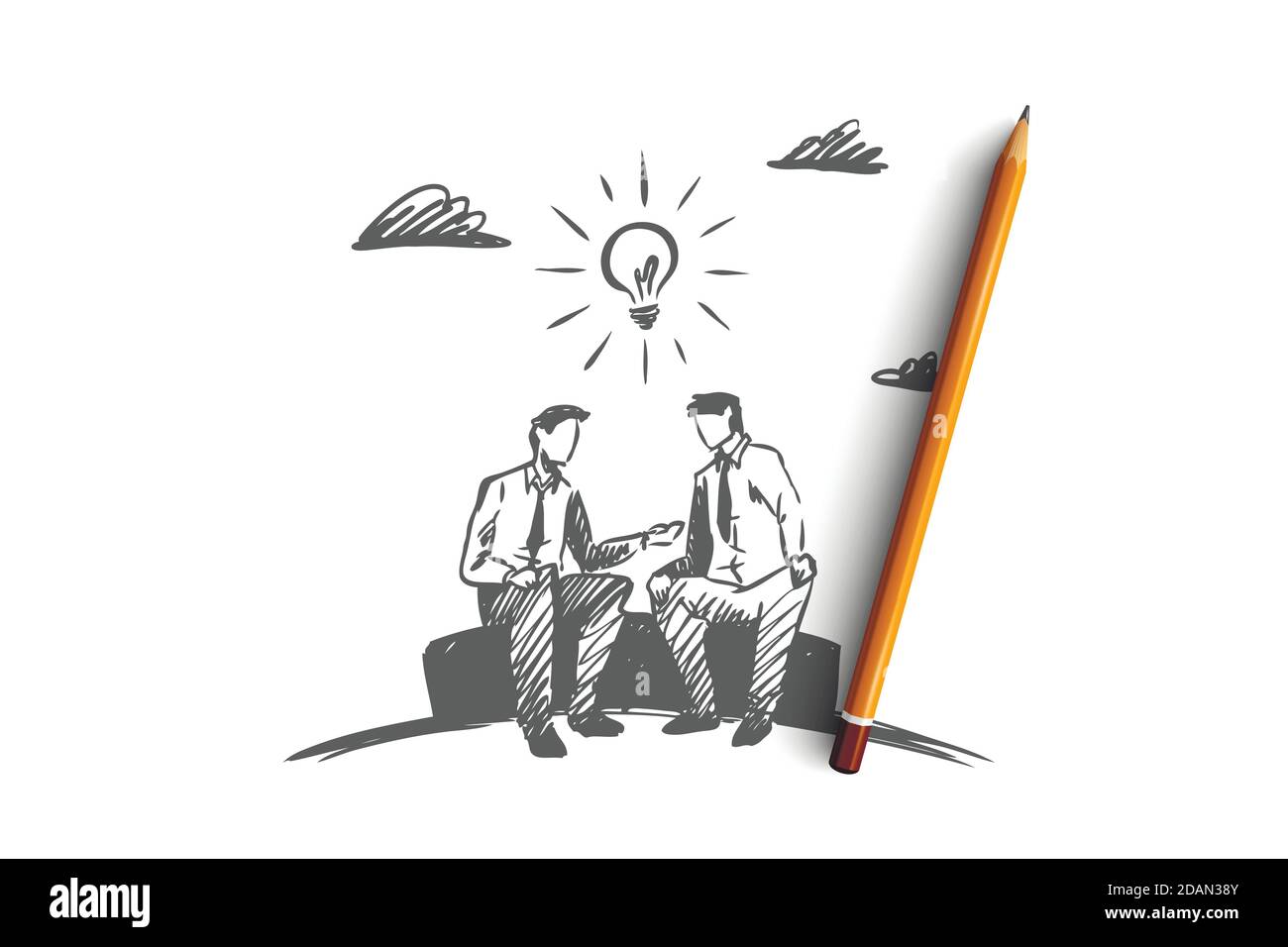 Business idea, partners, together, teamwork concept. Hand drawn ...