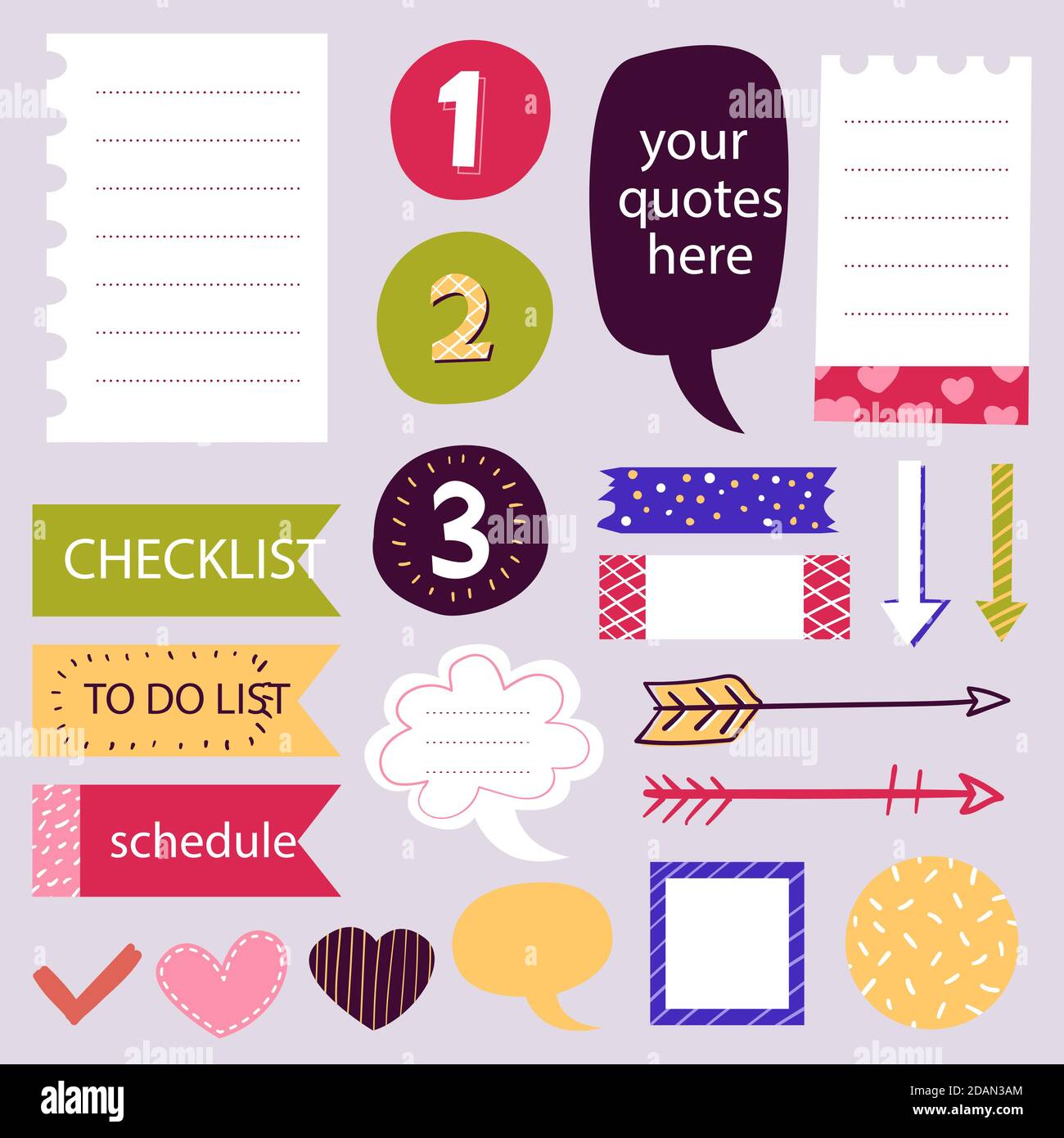 Planner scrapbook set collection Vector illustration Stock Vector Image ...