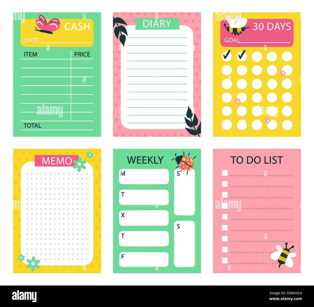 Scrapbook notes & cards Vector illustration Stock Vector Image & Art ...
