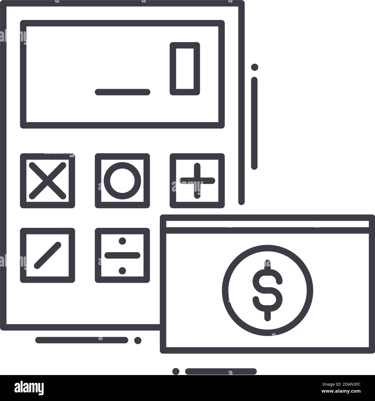Calculator icon, linear isolated illustration, thin line vector, web ...