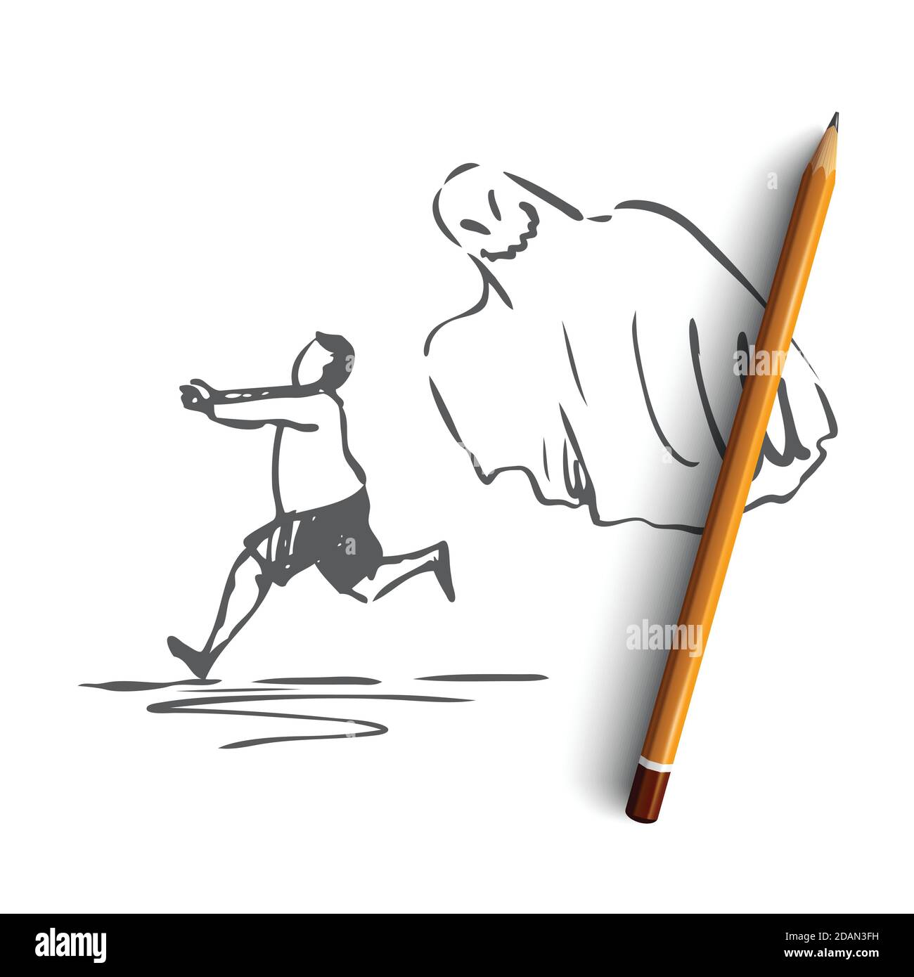 Ghost, monster, boy, fear, scary concept. Hand drawn isolated vector ...