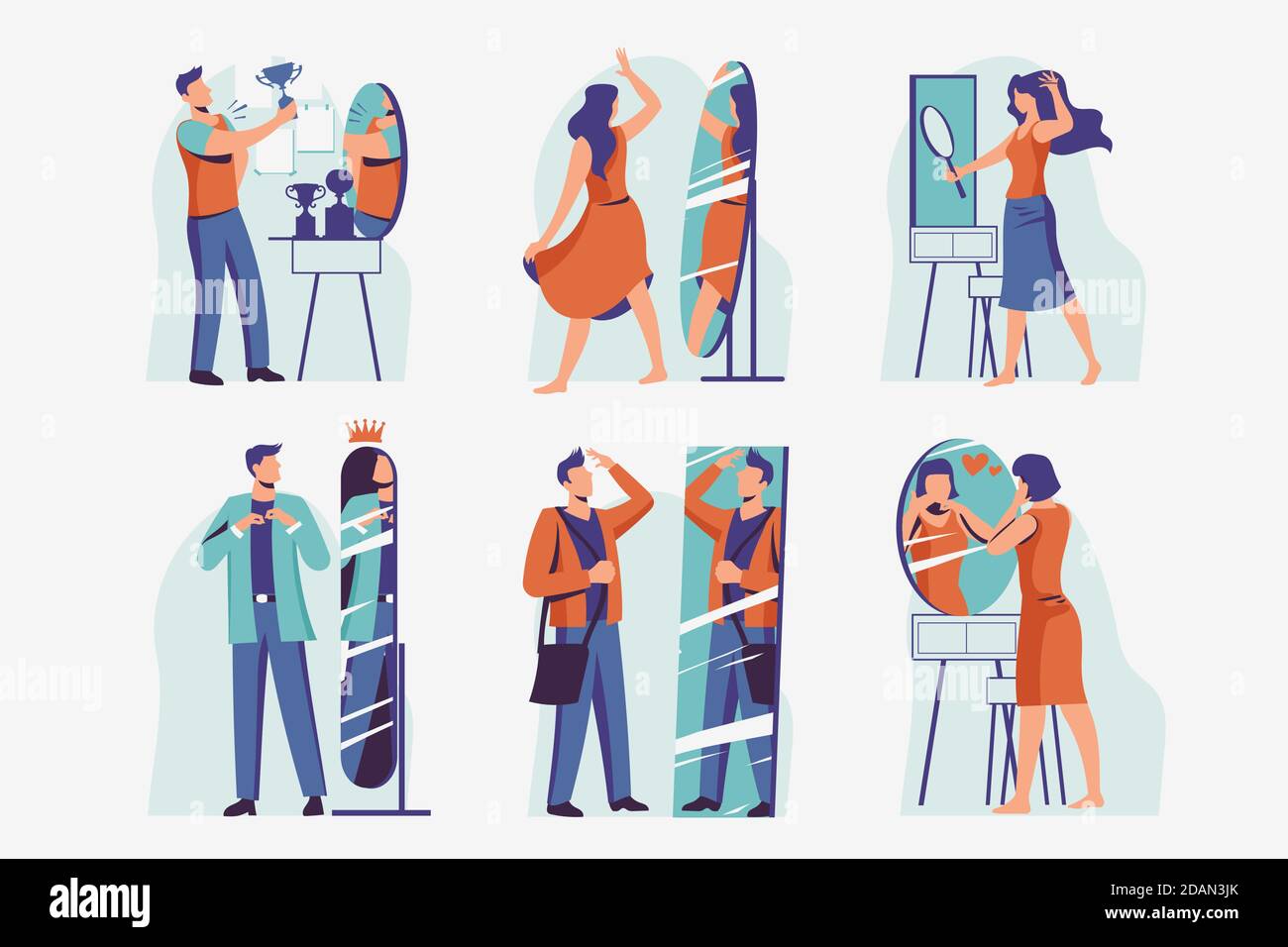 High self-esteem illustration pack with people illustration Vector ...