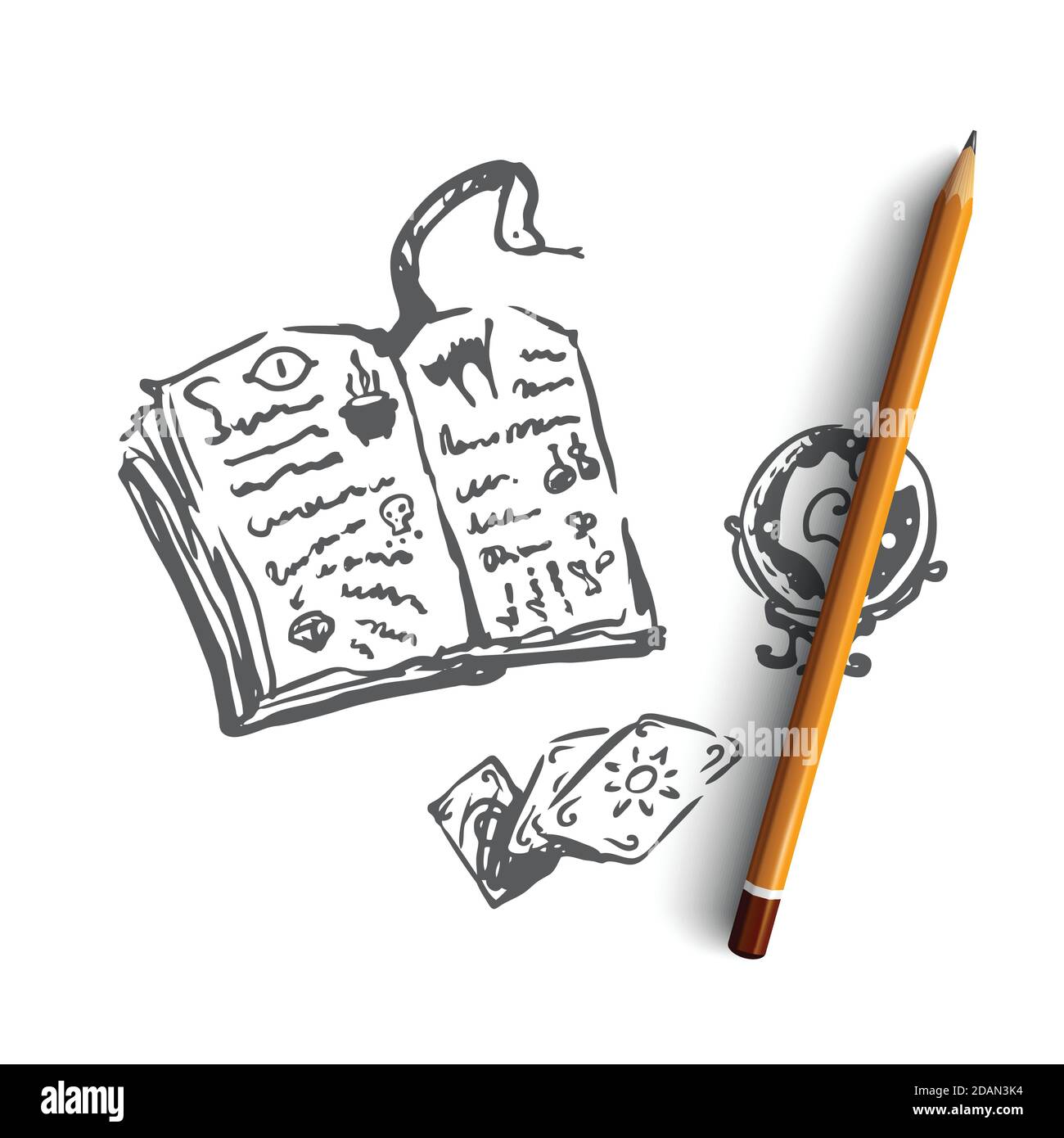 Hand drawn book open spell magic hi-res stock photography and images ...