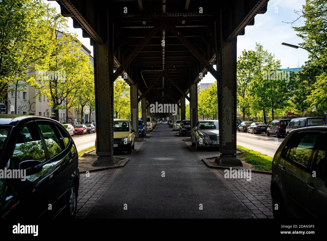 road beneath a bridge in berlin Stock Photo - Alamy