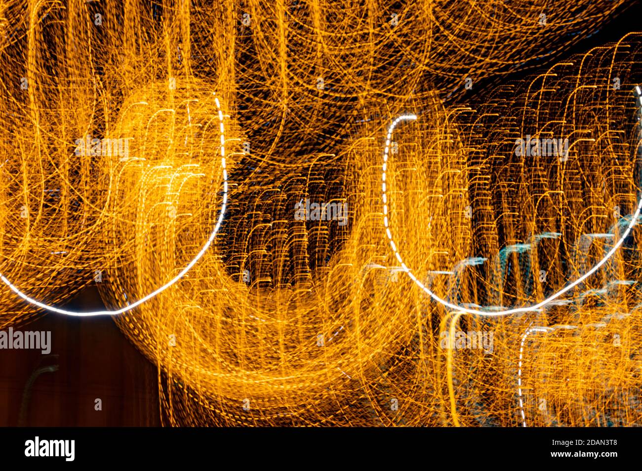 Speed of digital lights in motion. Bright orange neon glowing fast ...