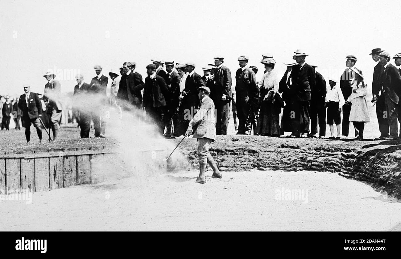 Golf bunker action photo, early 1900s Stock Photo - Alamy