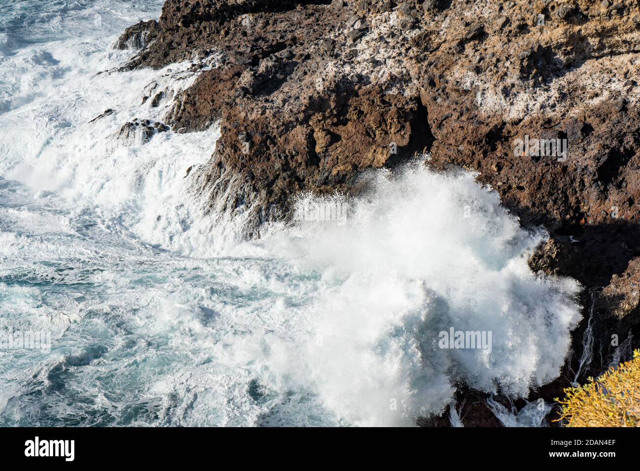 Rocky steep coast with breaking the waves hi-res stock photography and ...