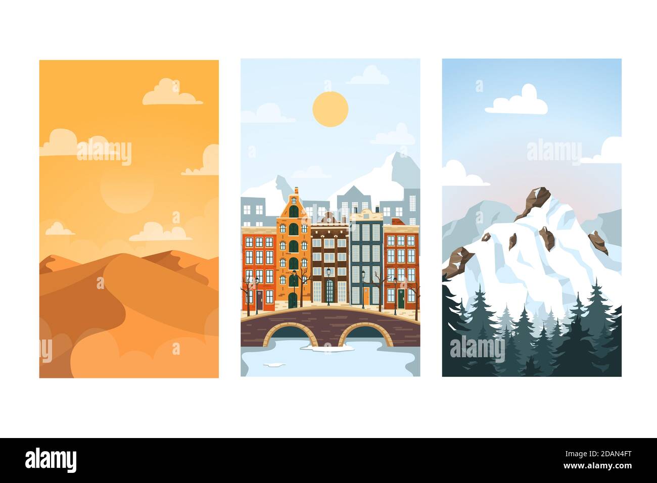 Different landscape collection Vector illustration Stock Vector Image ...