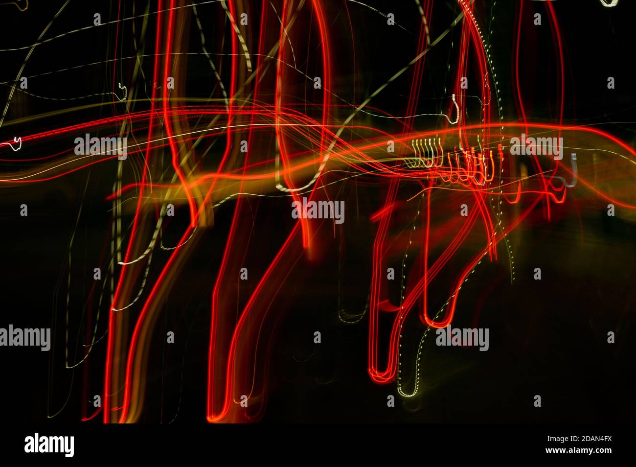 Speed of digital lights in motion. Bright red and white neon glowing ...