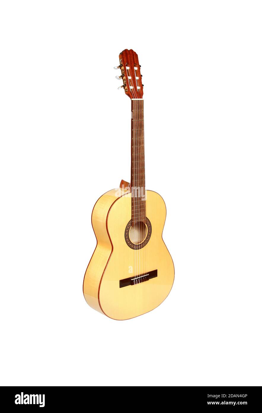 Vertical shot of acoustic guitar isolated on white background Stock ...