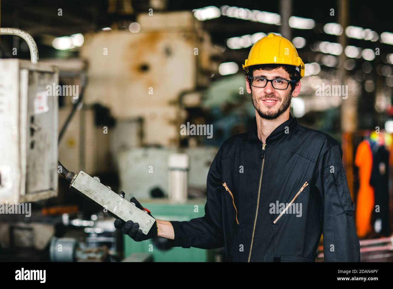 Happy American Factory Workers