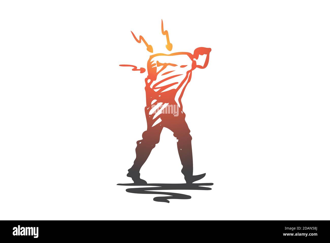 Posture, bad, spine, pain, back, problem concept. Hand drawn isolated ...