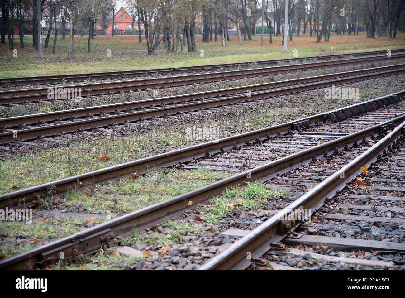 Railway line, near the station, Lithuania Kedainiai Stock Photo - Alamy