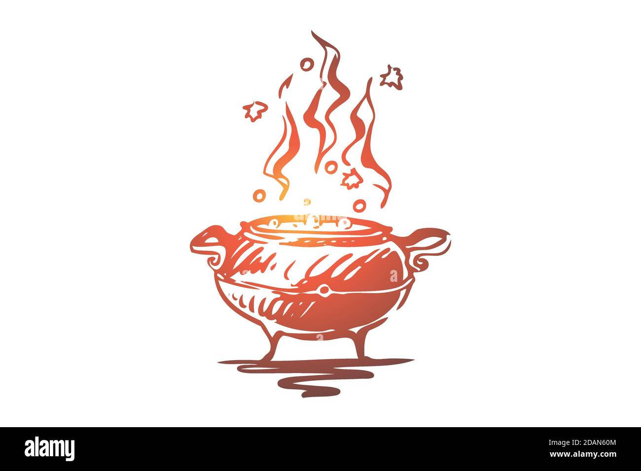 Pot, poison, Halloween, potion, holiday concept. Hand drawn isolated ...