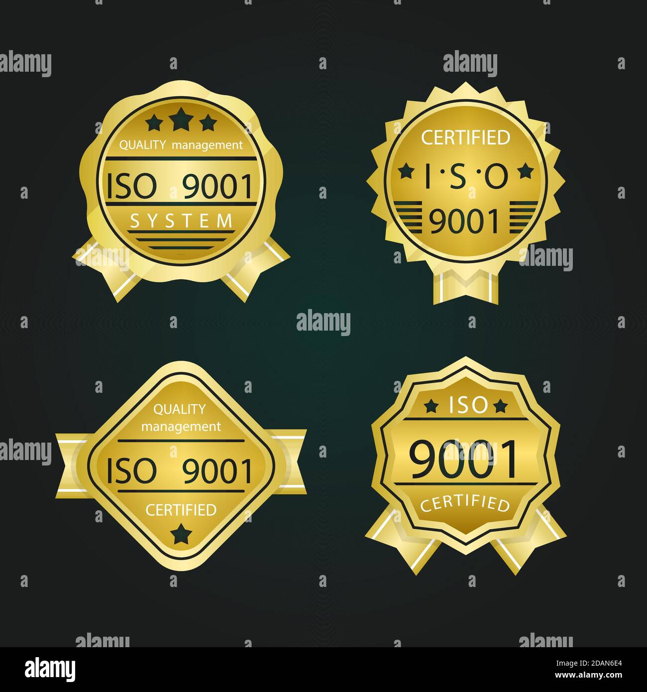 Iso certification stamp collection illustration Vector Stock Vector ...