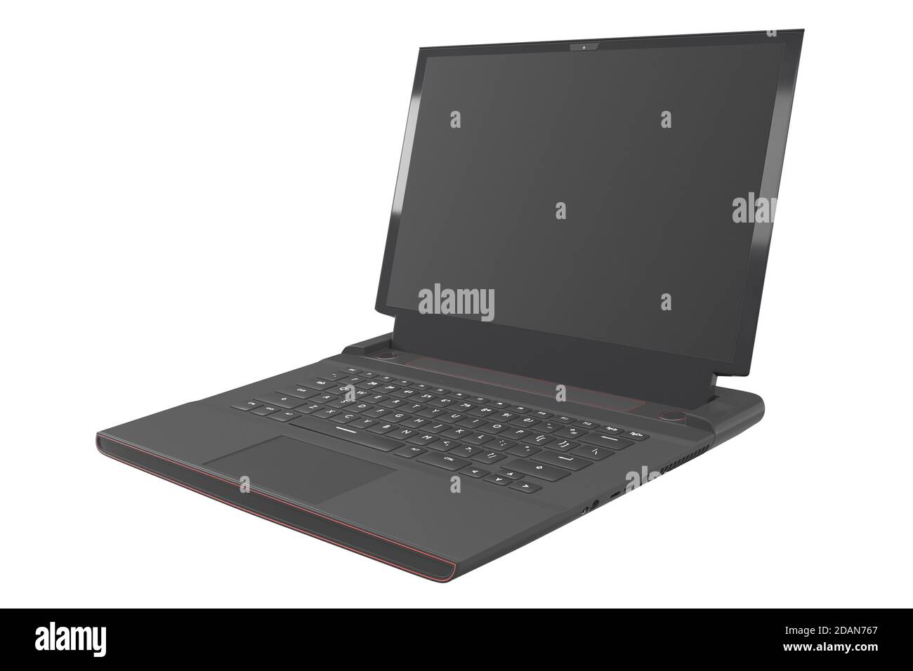 3d rendering of modern gaming laptop with rgb lights isolated on white ...