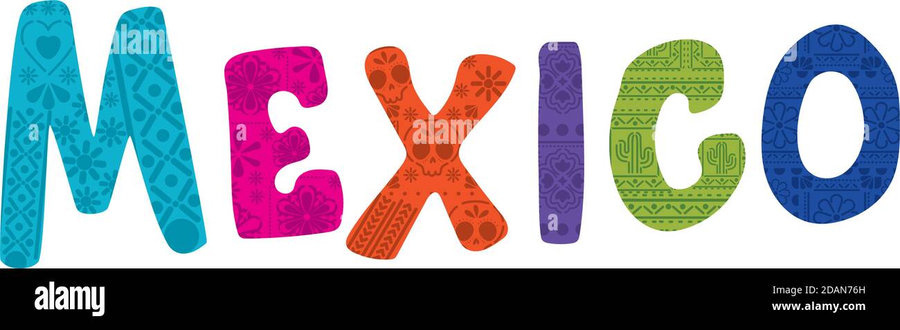 mexico lettering over a white background Stock Vector Image & Art - Alamy