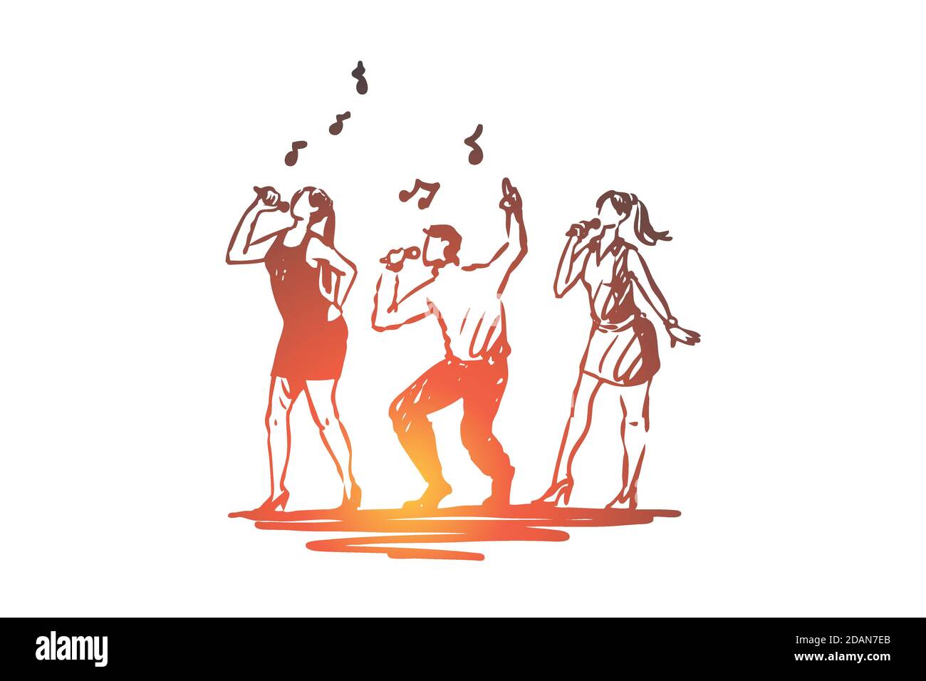 Music, song, band, dance, party concept. Hand drawn isolated vector ...